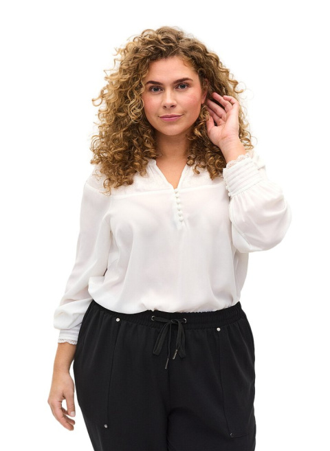 ZIZZI ELEGANCKA BLUZKA BIAŁA HAFTY 067A > My Size sklep duże rozmiary ...